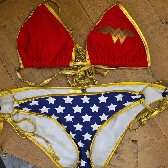 DC Comics | Swim | Dc Comics Red And Blue Wonder Woman Bikini | Poshmark